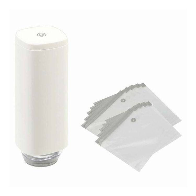 真空保存で鮮度長持ち!コンパクトで場所を取らない手軽に使える真空ハンディポンプボタンをタッチするだけの簡単操作※※圧力センサーが‐30kPaを検知すると自動で吸引停止します吸気口への水分侵入を防ぐ透明キャップ付（※キャップは丸洗い可能）★ス...