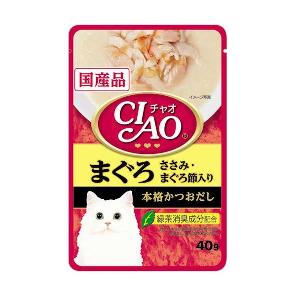 【商品詳細】素材を細かくペーストし、人気の素材をトッピング。いつもの食事にもおやつにも最適で、便利な使い切りサイズ。【分類】猫用パウチ【原材料】鶏肉、まぐろ、まぐろ節、かつお節エキス、糖類（オリゴ糖等）、植物性油脂、増粘剤（加工でん粉）、ミ...