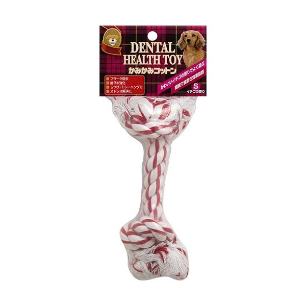 【商品詳細】歯みがき効果抜群のワンちゃん用ロープトーイです。甘いイチゴの香り付きです。ダンベル型のデンタルコットンオモチャ。かじることで、歯と歯のすきまに糸が入り、掃除ができる。【分類】犬用玩具 ロープ【商品サイズ】210×90×45(mm...