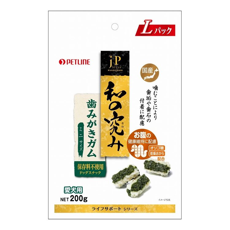【商品説明】おいしく食べながら歯とお口の健康に！・主原料には国産の米粉と豚皮を使用し、特殊形状で歯がかりがよく、噛むことで歯垢や歯石の付着に配慮した歯みがきガムです。・お口の小さい小型犬にも噛みやすいミニサイズ。・お腹の健康維持に配慮し、オ...