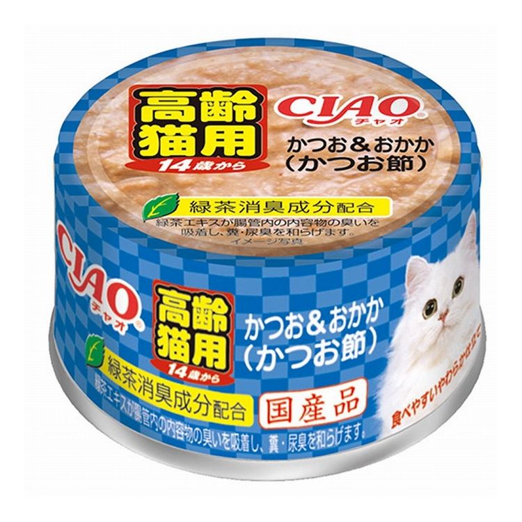 【商品説明】元気なシニア猫の体のサポートに！・歯の弱くなってきた猫ちゃんも食べやすいペーストタイプ。・高齢猫の健康に配慮し、タウリン、オリゴ糖、キトサンを加えています。・緑茶消臭成分配合で腸管内の内容物の臭いを吸着し、糞・尿臭を和らげます。...