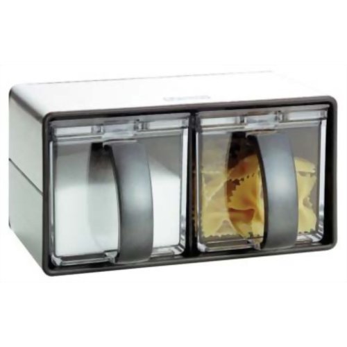 メーカー型番:1120サイズ:幅202×奥行151×高さ105mm本体重量:807g素材・材質:本体/PS樹脂(ポリスチレン)・ステンレス鋼、ストッカー・持ち手・フタ/PS樹脂(ポリスチレン)、スプーン/PP樹脂(ポリプロピレン)、スベリ止...