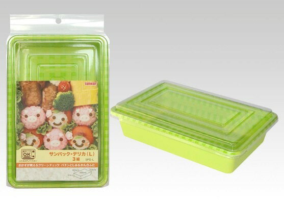 おかずが映えるグリーンチェックな弁当容器。パチンと閉まるかん合蓋。本体電子レンジOK。（蓋をはずしてください）パック入数:3組入サイズ（約）:容量　(約)1000ml材質:本体/ポリプロピレン・タルク(天然資源)複合シート　蓋/ポリスチレン...