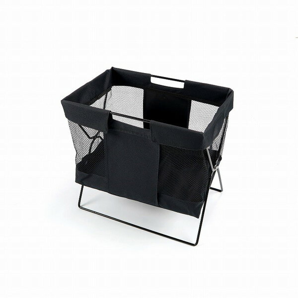 組み立て簡単！シックでおしゃれな収納バスケット。オフィス、飲食店で荷物の一時置きができます。使用時サイズ（約）スタンド/幅38×奥行25.5×高さ35.5cmカゴ/幅38×奥行25.5×高さ25cm収納時サイズ（約）幅38×奥行6×高さ43...