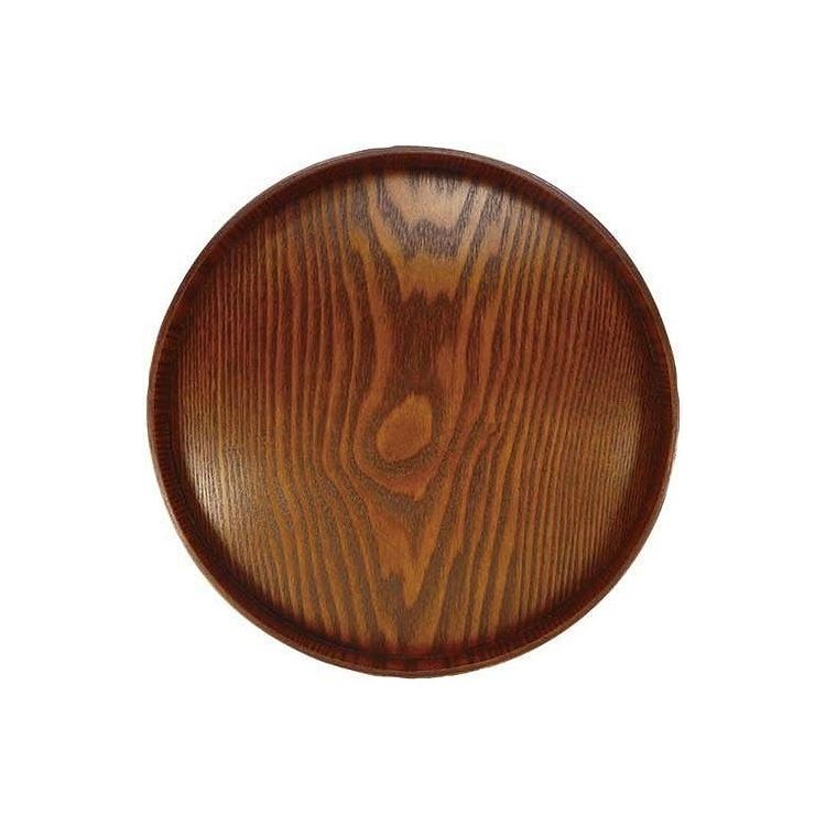 擦り漆塗り仕上げの丸盆。※漆特有のにおいがありますが衛生上問題ありません。電子レンジ・オーブン・食器洗浄機・直火での使用不可。サイズ（約）直径30cm×高さ2cm材質:天然木　表面塗装/漆塗装【送料について】北海道、東北、九州は送料を頂きま...