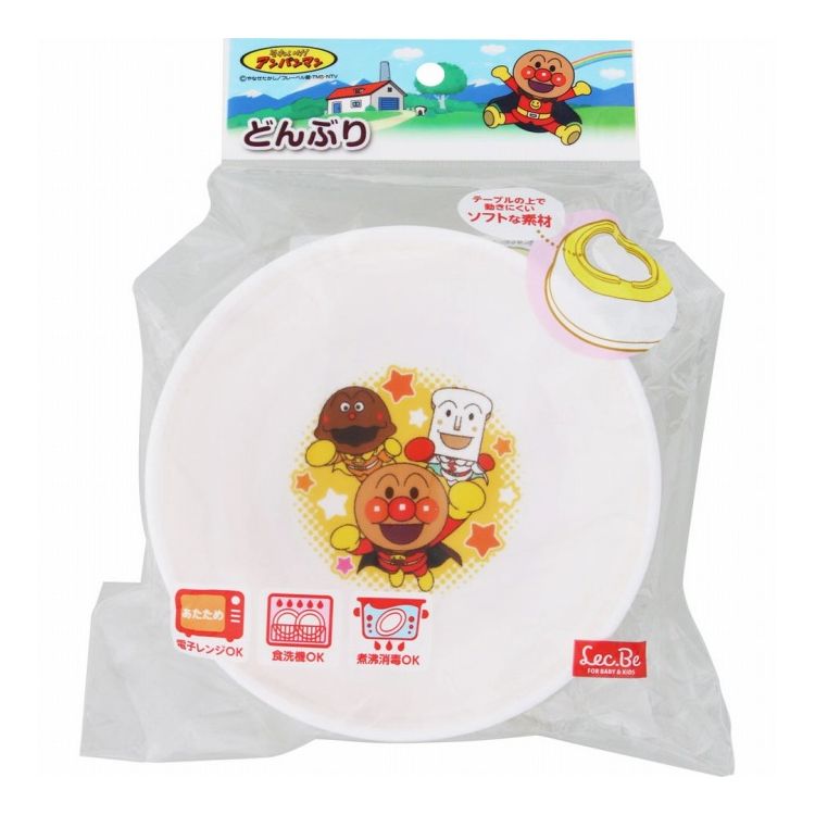 ●アンパンマンと仲間たちのカラフルデザインのどんぶりです。●うどんなど汁ものもたっぷり入ります。●テーブルの上で動きにくいソフトな素材。●電子レンジ、食洗器、薬液消毒、煮沸消毒に対応しています。サイズ（約）直径14×高さ6cm材質:ポリプロ...