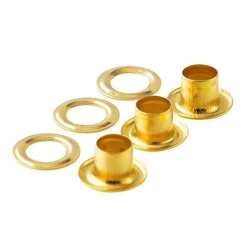 【商品詳細】強度抜群です。書類とじ・文具・バック・靴などに。用途：書類とじ・文具・バック・靴等サイズ：5mm＃300使用可能素材：厚紙・ビニール・皮革・布等取付可能素材厚さ：2mm迄入数：100組相当真鍮日本製【送料について】北海道、沖縄、...