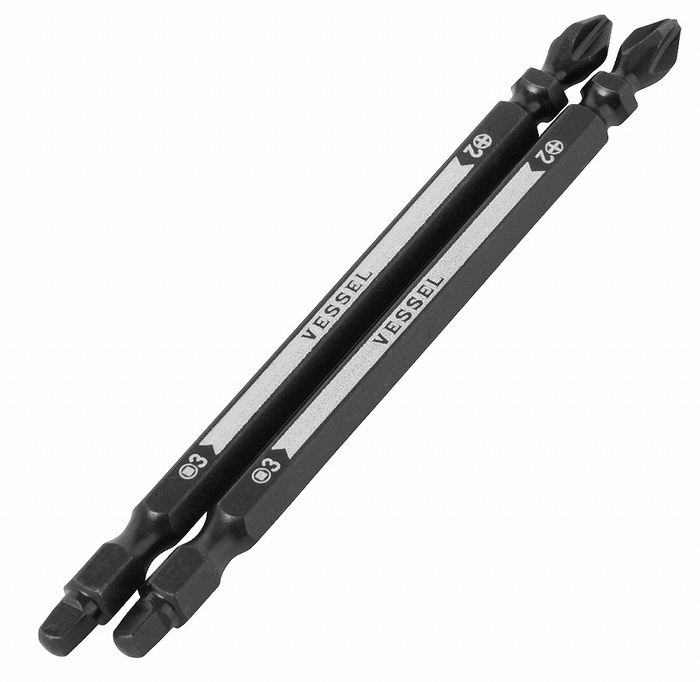 【商品詳細】2サイズを1本に。国内で販売されているほとんどの充電・電動・エアードライバー（インパクト含む）に取り付け可能です。四角穴ネジに、スクエアビット。クッション効果でビットが跳ねない。用途：＋2　根太打ち、階段施工、コンパネ、サッシ枠...