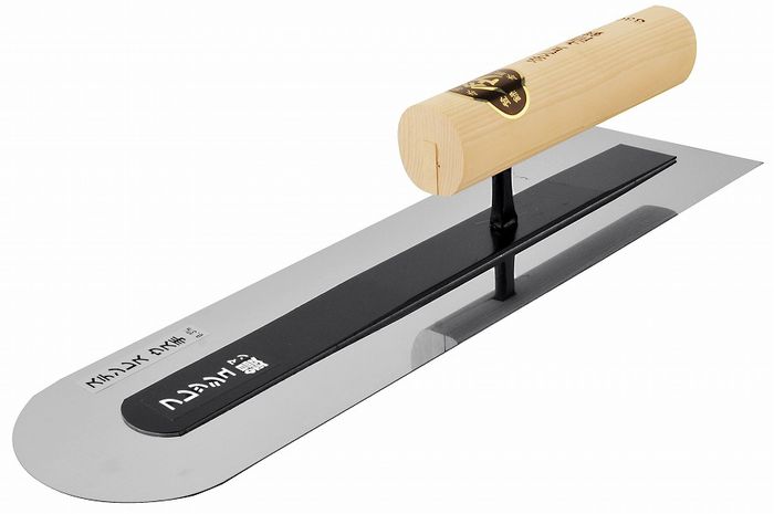 【商品詳細】接着タイプのしなる土間鏝です。用途：本職用土間鏝全長：335mm重量：284g板厚：0．3mm刃：ステンレス、柄：木【送料について】北海道、沖縄、離島は送料を頂きます。