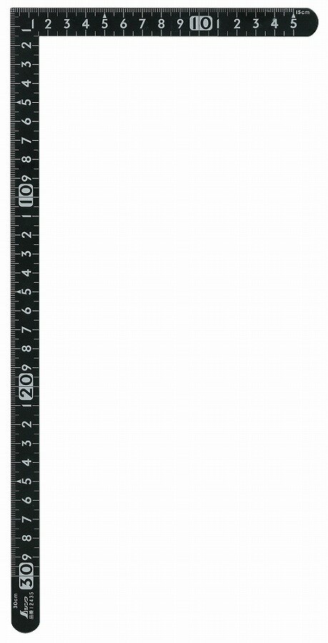 【商品詳細】長さの測定、直角の確認やケガキ作業に使用する曲尺精度　　●直角度：100mmにつき0.1mm以下　　●長さの許容差：＋-0.3mm以下表目盛　　●長枝：外目盛30cm　内目盛5mmピッチ30cm　　●短枝：外目盛15cm　内目盛...