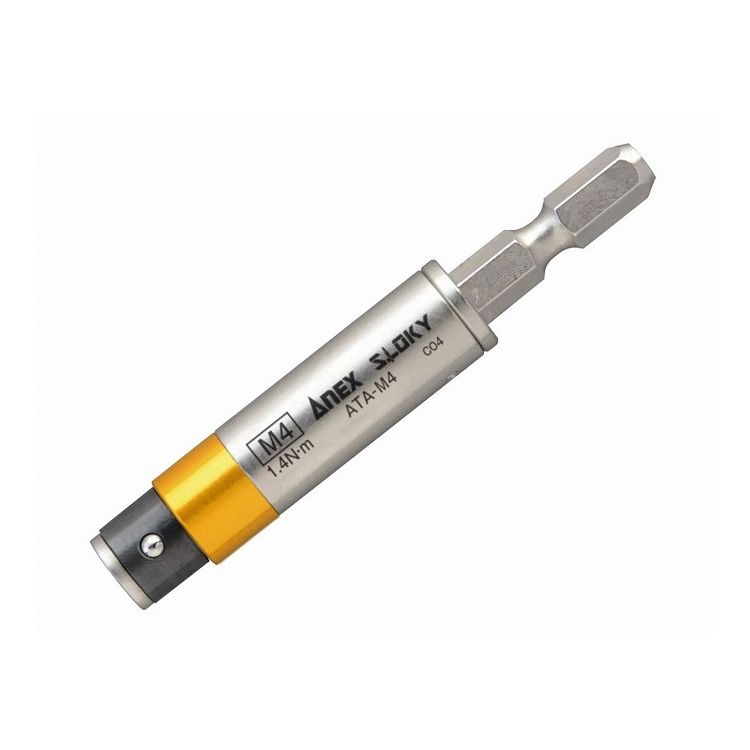 【商品特長】【製品サイズ(mm)】・長さ75・幅12・高さ12【生産国】台湾【仕様】用途：配電盤のネジ締め、トルク管理に推奨ネジサイズ：M4設定トルク(精度±10%)：1.4N・m対応ビット：全長35mm以上の片頭or両頭ビット仕様：インパ...