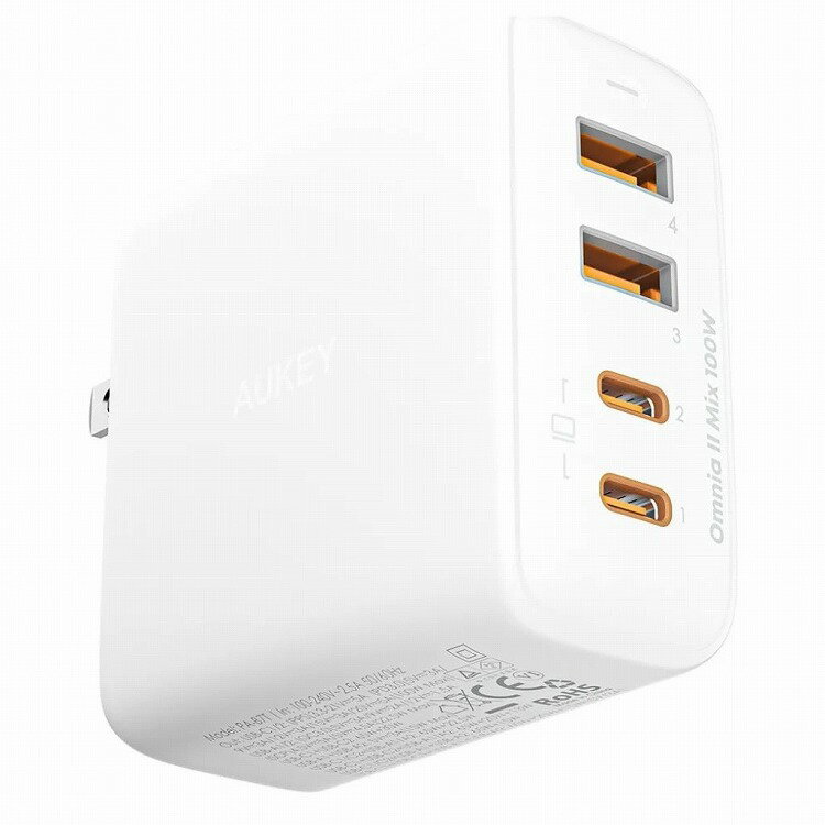 USB充電器 100W USB-A2/USB-C2 ホワイト商品説明USB-AポートとUSB-Cポートをそれぞれ2ポートずつ、計4ポートを搭載し、例えばスマホ、タブレット、ゲーム機、ノートPCなど、4台の機器に同時充電が可能です。本製品が1...