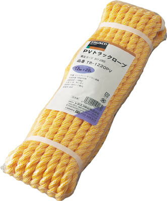 【メーカー型番】TR-1210PV【JANコード】4989999694413【ブランド】TRUSCO 　【特徴】●両端アイスプライス加工（アイ加工）を施しています。●強く、軽く、作業性の良いトラックロープです。【用途】●トラックの荷締め。●...