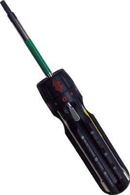 【商品詳細】●ハンドルに6種類のカラービットを内蔵しています。●6色カラー展開で先端サイズの見分けが簡単です。●ビットを無くす心配がありません。●軸長(mm):78●全長(mm):197●セット内容:ヘックスローブ10、15、20、25、2...