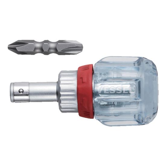 ●全長(mm)：77●柄径(mm)：35●シャンク径(mm)：6.35●シャンク径(mm)：6.35●ビット差込部：6.35mm●マグネット入り(ビット)●ラチェット機構付き●グリップ：セルロースアセテート ●ビット差し込み部：炭素鋼（ニッ...