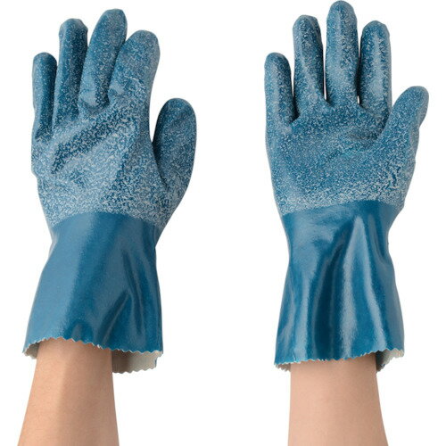 【商品詳細】●油に強く、引き裂き強度に優れた手袋です。●水産業・機械作業・塗装作業など。●色：マリンブルー●サイズ：LL●全長(cm)：26.5●手のひら周り(cm)：24.5●中指長さ(cm)：8.5●厚さ(mm)：1●裏布付●純綿メリヤ...