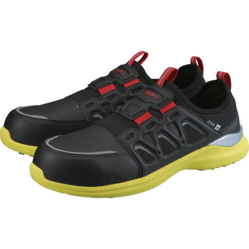 【商品詳細】●つま先・かかと・側面に再帰反射材を採用したため、広範囲で反射します。●耐滑性とクッション性に優れたソールです。●かかと部を安定させるヒールスタビライザーを採用しました。●一般作業・夜間作業。●色：黒/イエロー●寸法(cm)：2...