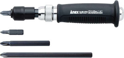 【メーカー型番】1903-S【JANコード】4962485320058【ブランド】アネックス 【特徴】●対辺6.35mm六角軸、片頭ビット対応です。●ハンマーで叩くと先端が回ります。●サビたねじ、固着したねじなどを回す際に威力を発揮します。...