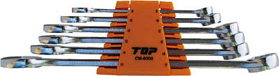 【メーカー型番】CW-6000【JANコード】4975180700094【ブランド】TOP【特徴】●スパナとめがねレンチを組み合わせた1丁で2役のレンチです。●スパナ部は仮締め用、めがね部は本締め用として使用できます。●めがね部角度は15°...