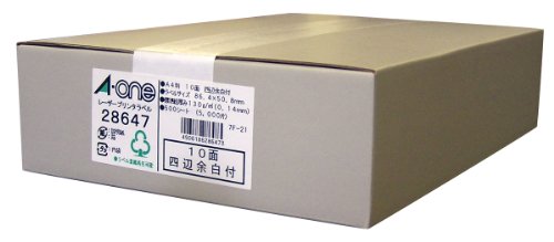 【商品説明】エーワン(A-one)28647マット紙・ホワイト/材質:上質紙+レーザー専用塗工/標準総厚み:120g/(0.13mm)/ラベル厚み:0.07mmA4判 10面 四辺余白付/シートサイズ:A4判 (210mm×297mm)/ラ...