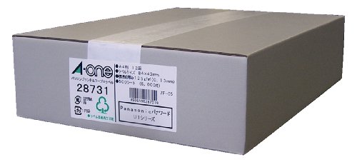 【商品説明】エーワン(A-one)28731Panasonicパナワードシリーズタイプ マット紙・ホワイト/材質:上質紙/標準総厚み:120g/(0.13mm)/ラベル厚み:0.07mmA4判 12面/シートサイズ:A4判 (210mm×2...