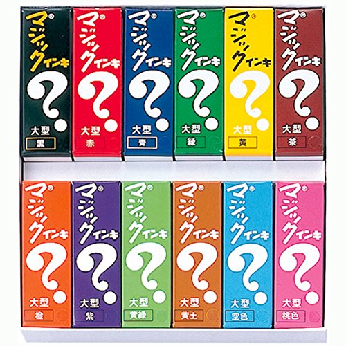 メーカー：マジック品番：ML-12JANコード：4902071500129インクカラー：黒、赤、青、緑、黄、茶、橙、紫、空、桃、黄緑、黄土。。。。。【12色】黒・赤・青・緑・黄・茶・橙・紫・黄緑・黄土・空・桃【マジックインキ】どんなものにも...