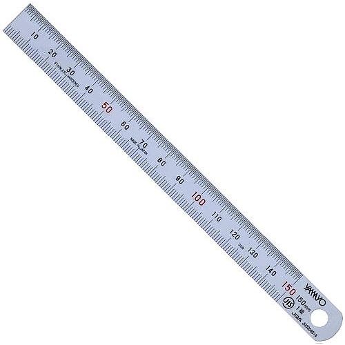 ヤマヨ ステンレス製直定規15CM 23-0810JANコード4957111692104ステンレス鋼にそのまま目盛加工がしてあります。◆目盛：150mm・厚さ：0．5mm　◆JIS規格1級【送料について】北海道、沖縄、離島は送料を頂きます。