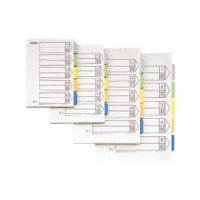 【商品型番】　905　【商品説明】　●サイズ／B5タテ●寸法／タテ257×ヨコ182（＋12）mm※（　）内は見出し高さ●仕様／1組（5色5山見出し＋扉紙）古紙パルプ配合率50％以上●穴数／2穴（80mmピッチ）●単位（入数）／1パック（1...