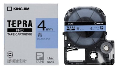 【商品型番】　SC4B　【商品説明】　◆テプラPRO・カラーラベル 青/黒文字■仕　様　■長さ：8mカラーラベル 青/黒文字テープ幅：4mm