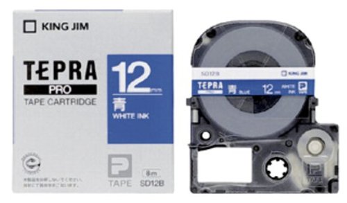 【商品型番】　SD12B　【商品説明】　●長さ／8m●ラベル色カラーラベル〈ビビッド〉青〈白文字〉●ラベル幅12mm●単位／1個※「テプラ」TRシリーズ用のTRカートリッジと「テプラ」PRO用のPROカートリッジとは互換性がありません。