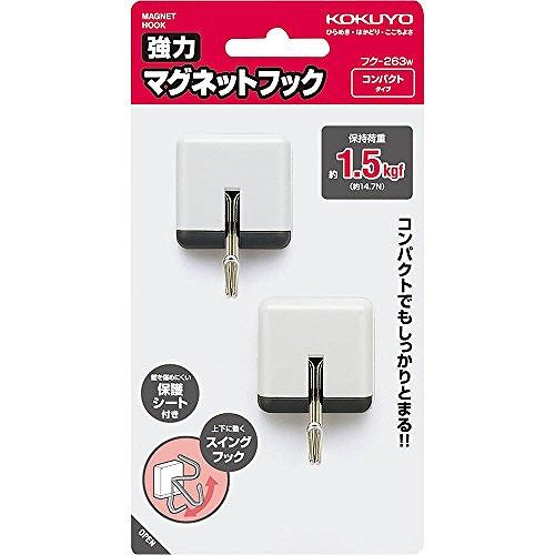 コクヨ 強力マグネットフック フク-263WJANコード：4901480225258【外寸法(W×D×H)】 33×24×50mm 【目安保持荷重】 14.7N(約1.5kgf)コンパクトでしっかりとまるマグネットフック。上下に動かすことが...