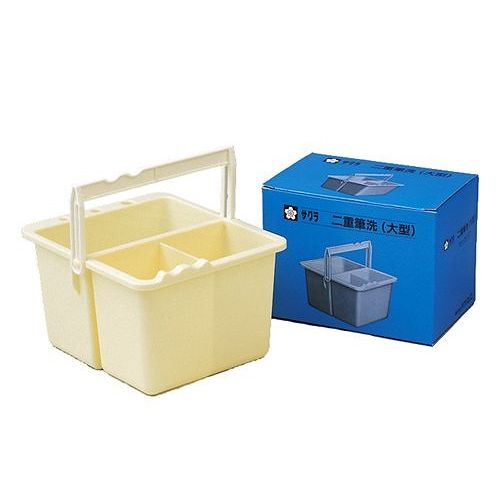 サクラ 二重筆洗(大型) ヒツセンCJANコード：4901881147418【特長】スケッチ用として持ち運びに適している:コンパクトに収納できる【収納時】105×145×90mm【組立時】95×163×140mm【重量】185g【材質】本体...