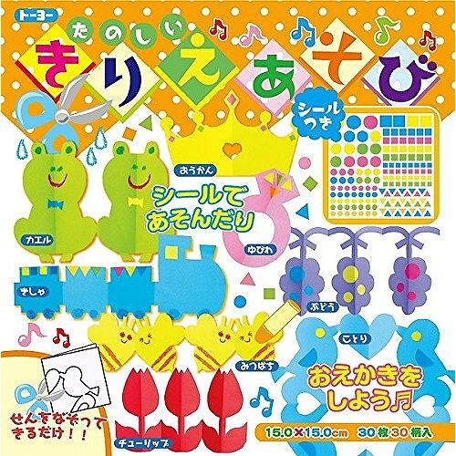 トーヨー 折紙タノシイキリエアソビ 7040JANコード：4902031304606特徴：折って！切って！シールを貼ったりお絵かきができる！きりえあそび！切り線がおりがみに印刷されていますので、簡単に切り絵が作れます。かわいい形の切り絵が3...