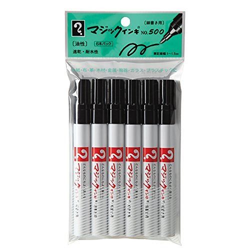 マジック マジックインキ NO.500 黒 6P M500-T1-6PJANコード：4902071513068【単品サイズ】139×15×15mm:本【マジックインキ】どんなものにも書ける魔法のインキ:油性染料【線幅】1mm~1.5mm:細...