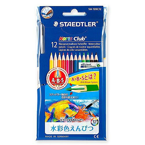 ステッドラー日本 水彩色鉛筆12色 ノリス 144 10NC12PJANコード：4955414144085175mm×φ7.5mm水彩用馬毛筆付属ヨーロッパ安全基準（EN71）に基づいて作られた安全性の高い六角軸の色鉛筆です。 折れにくく、...