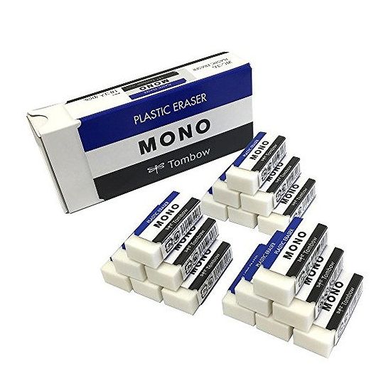 トンボ MONOケシゴム(PE-01A) 18コ JHA-061 1個JANコード：4901991061208【MONO消しゴム】1969年誕生の高品質で信頼のブランドの消しゴム／青白黒のストライプのデザイン【特長】優れた消字性能と消し心地...