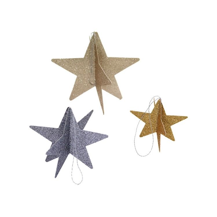 【商品説明】 星の形の立体オーナメント 平面から立体へ 置いて飾れるオーナメント オーナメントの表面はラメ付き 組み合わせ自由 【商品情報】 ■サイズ 大:幅約10.5×高さ約10.5(cm)、中:幅約8.5×高さ約8.5(cm)、小:幅約...