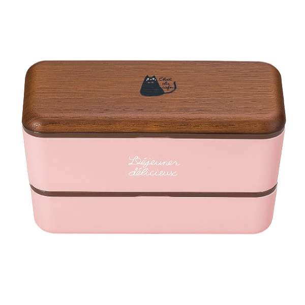 【商品説明】木目調デザイン蓋に黒猫のイラストがかわいい「chat du cafe」の2段弁当箱です。総容量は730mlで上段には450ml、下段には280ml入るのでしっかり食べたい方におすすめです。入れ子式で、食べ終わった後は1段に片づけ...