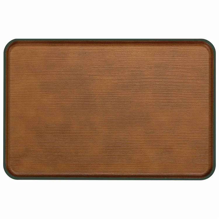 【商品説明】ナチュラルな雰囲気にアクセントカラーで優しさをプラスした木目調の長角トレーです。マルチに使える36×24cmの長角トレーです。軽くて扱いやすいプラスチック製でアウトドアにもおすすめです。同じシリーズのコースターとトレーはスタッキ...