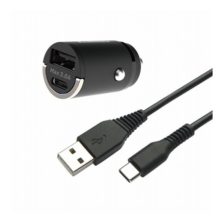 【商品説明】キャップが閉まる！　超コンパクトなUSB充電器　USB-AとType-Cの2ポートタイプ　ケーブル付属　1ポート最大5V3A出力対応 (合計最大5V3A)　暗い状況でもUSBポートを照らす青色LEDランプ製品サイズW23×H40...