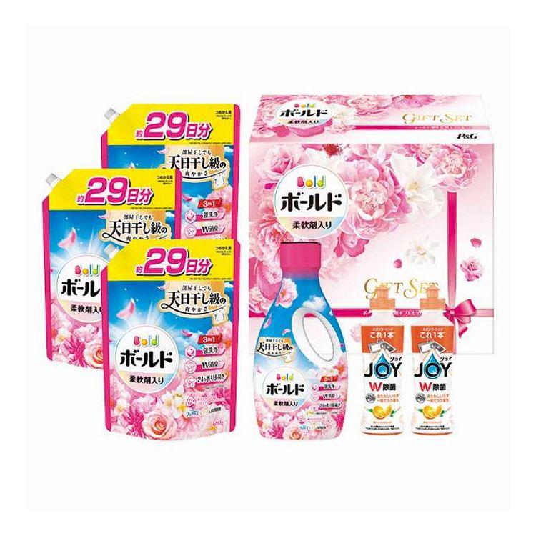【商品詳細】柔軟剤入りでいい香りのボールドとジョイのセットです。内容:ボールドジェル華やかプレミアムブロッサムの香り（680g）×1、ボールドジェルプレミアムブロッサム詰め替え（690g）×3、除菌ジョイコンパクトオレンジの香り（170ml...