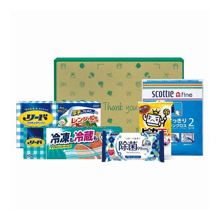 【商品詳細】内容:リード冷凍も冷蔵も新鮮保存バッグ（M3枚）・リードクッキングペーパー（小4枚）・クレシアスコッティファイン水アカすっきりキッチンクロス（2枚）・リファインアルコール除菌ポケットウェットティッシュ（10枚）・ピカ王ミニ×各1...