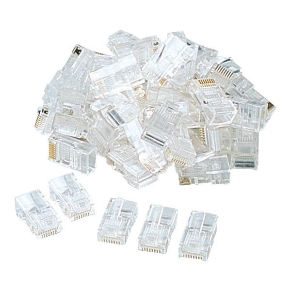 【商品詳細】自作用RJ-45コネクタ。（100個入り）●自作用RJ-45コネクタです。●より線用です。■対応伝送帯域：エンハンスドカテゴリ5（1000BASE-T）カテゴリ5（100BASE-TX）カテゴリ3（10BASE-T）適合■入数：...