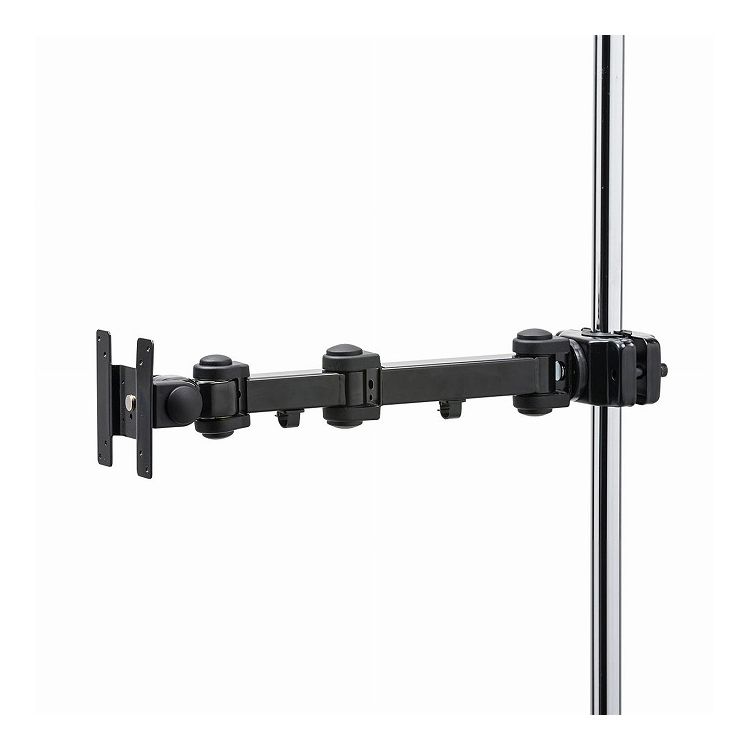 【商品特長】細めの支柱へ取り付け可能なモニターアーム。15kgまで対応した高耐荷重仕様で液晶テレビの取り付けにも対応。広いスペースに便利な長タイプ。●直径25〜40mmの丸パイプや25×25〜30×30mmの角パイプに取り付け可能なモニター...