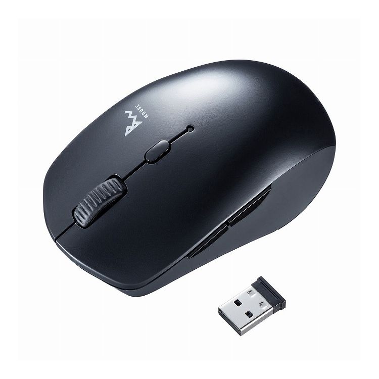 【商品特長】テレワークに最適な静音5ボタンBluetooth＋2.4GHzワイヤレスブルーLEDマウス。ブラック。●パソコン、タブレットなどいろいろ接続できるBluetoothと2.4GHz対応のコンボマウスです。※同時に使用することはでき...