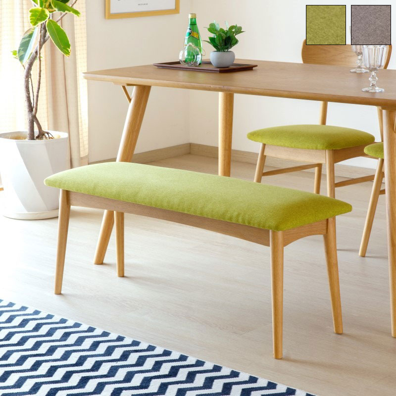 【商品説明】年中快適にお使いいただけるファブリック座面。カラーは「オーク材＋座面グリーン」、「ウォルナット材＋座面グレー」からお選びいただけます。【商品サイズ】幅100×奥行35×高さ42cm【商品重量】6.6kg【生産国】ベトナム【主素材...