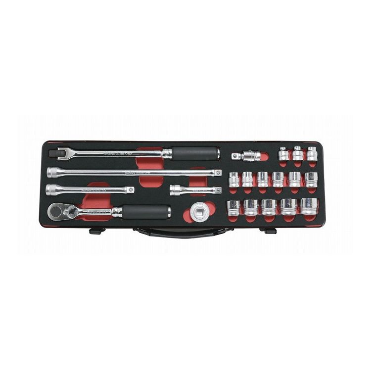 【スペック】●差込角("SQ)：3/8●入組数：21個●メタルケース(mm)：W415×H120×T50●重量(g)：2600【セット内容/付属品】6角ソケット：7・8・10・11・12・13・14・15・16・17・18・19・21・22...