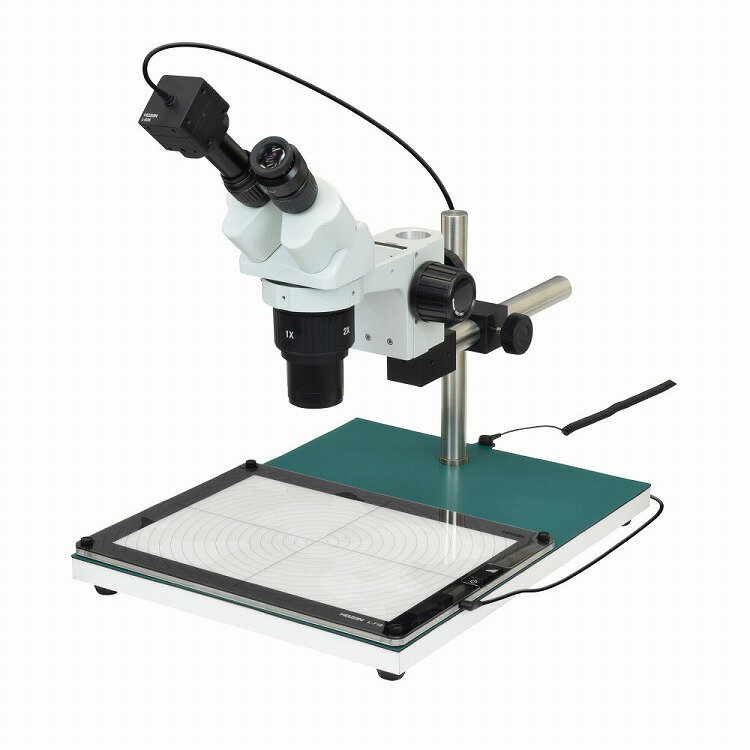 商品説明●1×/2×切換式対物レンズの価格を抑えた実体顕微鏡と、堅牢で取付ネジを多数備えた500万画素USBカメラのセットです。●A4サイズの面発光照明付き。●カメラを顕微鏡に取り付けるアダプターは、視野中央を拡大して表示するタイプです。●...