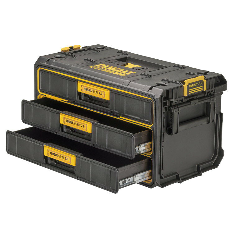 DEWALT デウォルト TOUGH SYSTEMタフシステム2.0 3段引出しチェスト DWST08330-1 【商品説明】●ワンタッチ式スタッキングラッチにより、他のタフシステムとの接続が可能。●強化された4mm厚のポリプロピレン樹脂製...