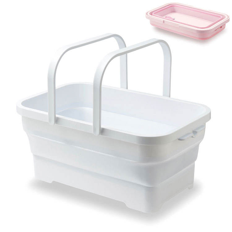 【商品説明】使用後は折りたたんでコンパクトに収納。便利な水抜き栓付。水切りもラクラク。フック穴にヒモを通せば壁掛け収納もできます。食器洗い、つけ置き洗いに。ランドリーバスケットや買い物用のバスケットとして。掃除用品やカー用品の収納に。ネコち...